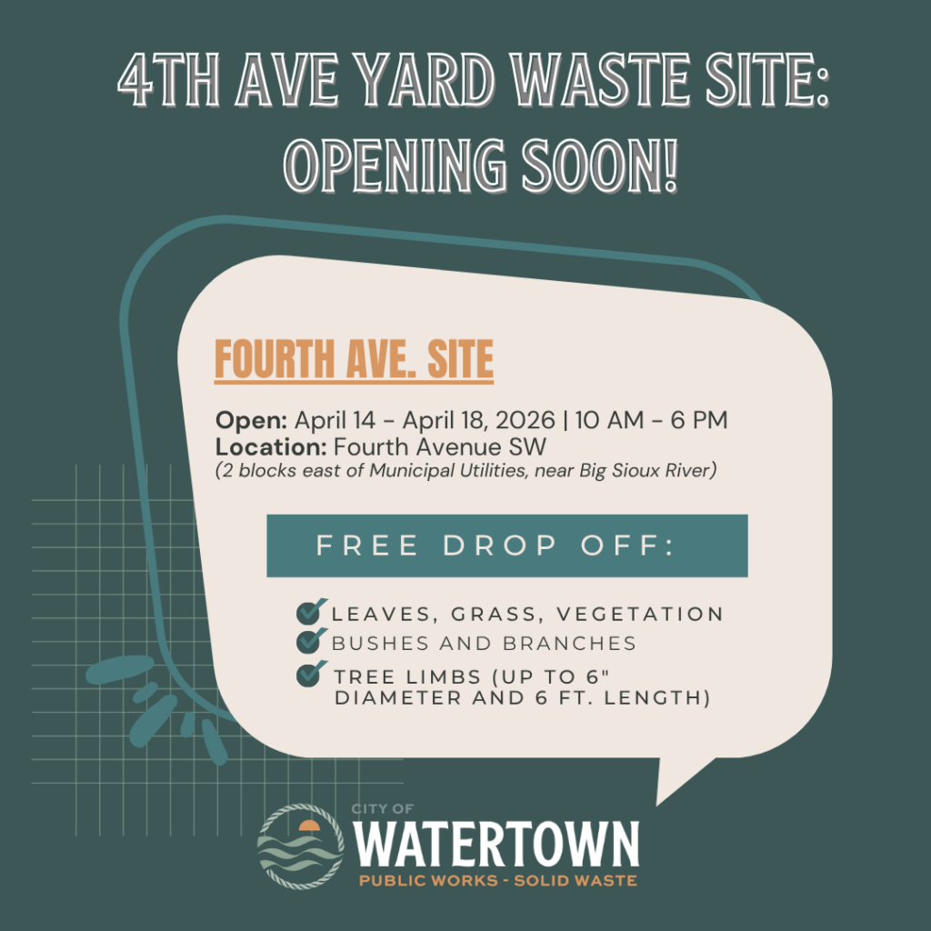 Yard waste drop-off site to open through April 18 | Watertown Current